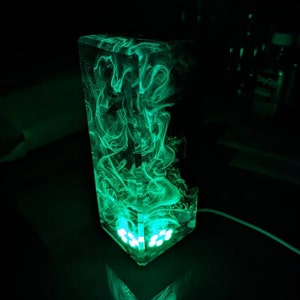 DEEP BLUE SEA Epoxy Lamp, Custom Epoxy Resin Lamp, Wood Night Light ...