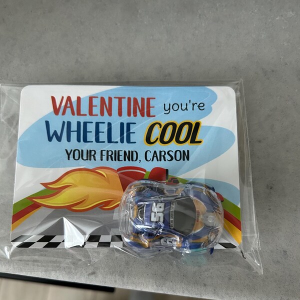 Valentines Day Race Cars Bags and Card Kit Wheelie Cool Race Car ...