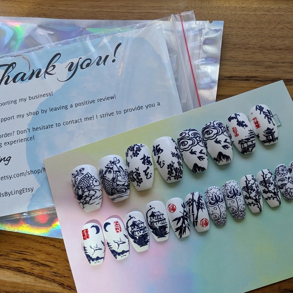 Chinese Porcelain Nails, Fake Nails, Press on Nails. Chinese Tea Pot ...