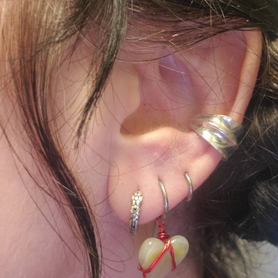 925 Silver Eclipse Ear Cuff, No Piercing Sterling Silver Cuff Earring, Modern Art Jewelry - Etsy