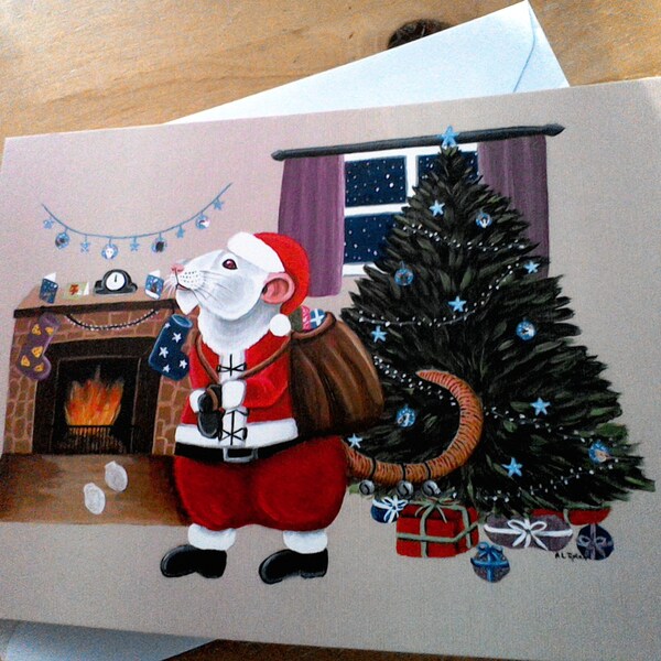 Santa Rat Greetings Card, Father Christmas, Christmas Greetings Card ...