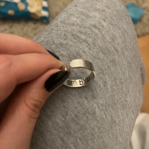 Scripture Ring Custom Bible Verse Ring Hand Stamped Cross Ring ...