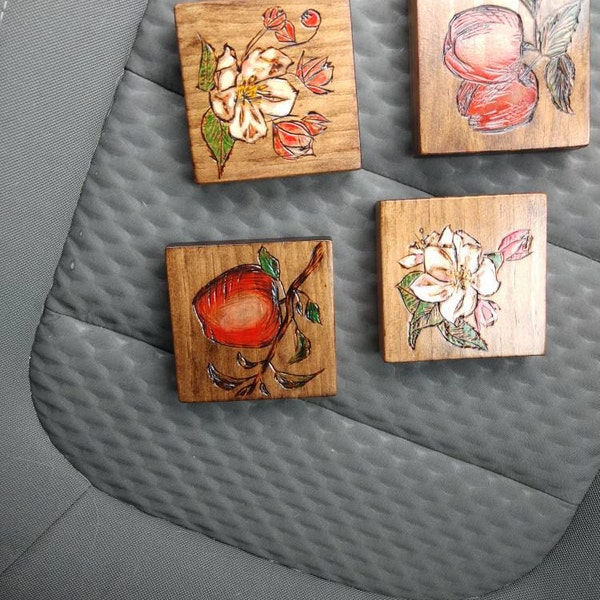 Hummingbird Flower Hand Painted Pyrography Wood Slice Art (6"x8.5") - Etsy