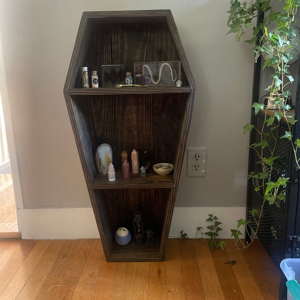 33 Inch Coffin Bookshelf, Goth, Spooky, Home Decor, Bookcase, Mystic ...