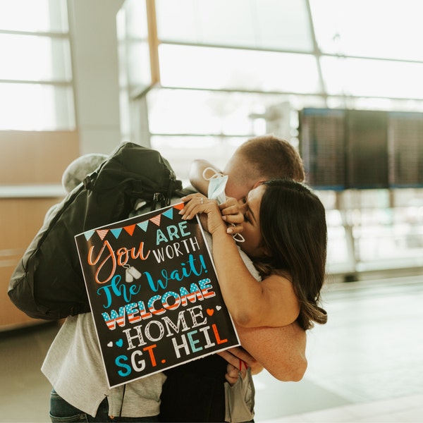 Welcome Home Wife Spouse Husband Sign Homecoming Worth the Wait Back ...