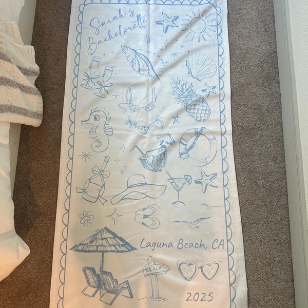 Bachelorette Beach Towel, Last Toast on the Coast Towel, Personalized ...