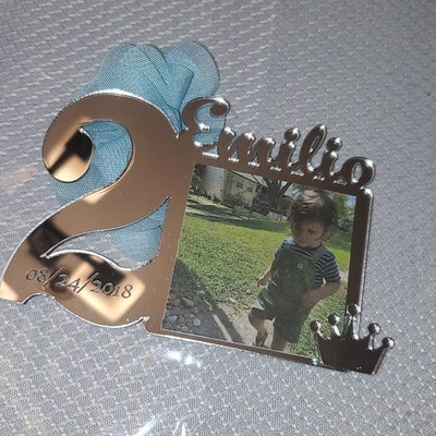 Custom Birthday Photo Frame, Second Birthday Favors, Age 2 Photo Favors ...