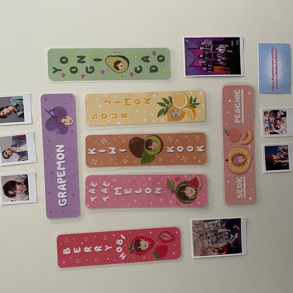 BTS Bookmark, Fruit Theme Gift, BTS Design, Kpop Bookmark, Laminated ...