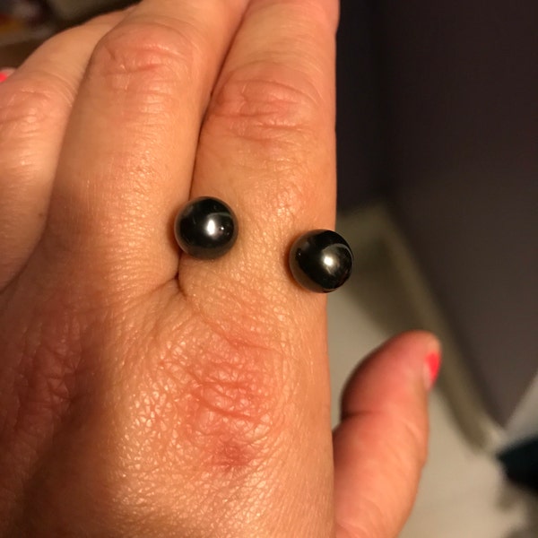 Double Tahitian Pearl Ring, Gold Hammered Band, Genuine Pearls ...