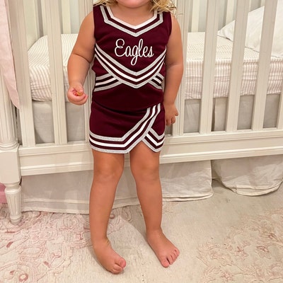 Maroon & White Cheer Uniform, Customized Cheerleading Uniform, Girls ...