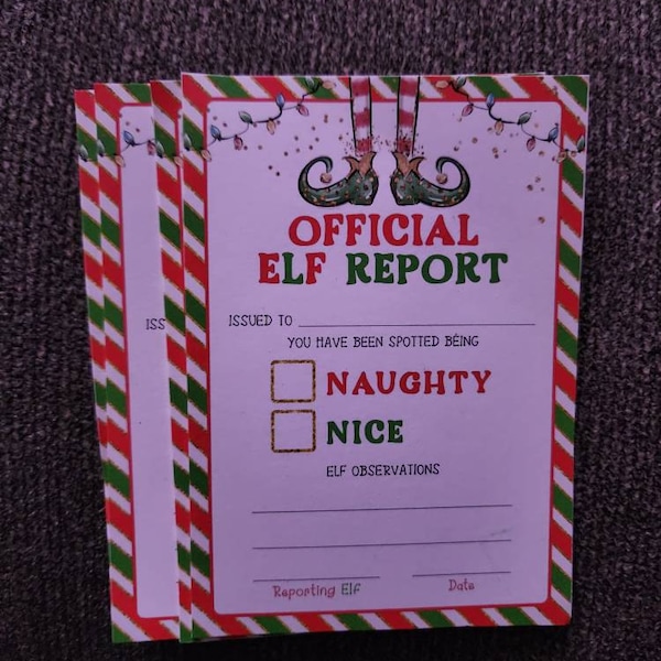 ELF Report Card, North Pole Elf Report Card, Notes From the Elf ...