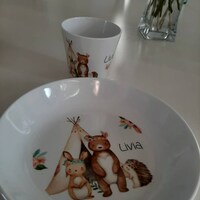Kindergeschirr, Kinderteller mit Namen, personalisiert, Taufgeschenk, Geschenk Geburt ...