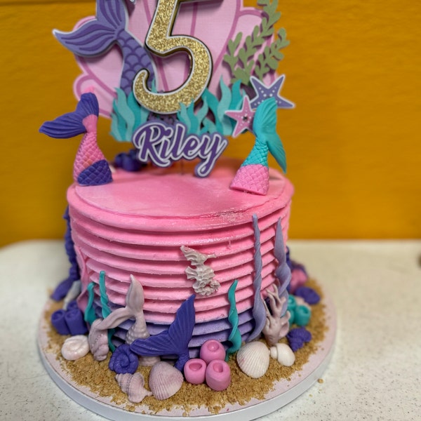 Mermaid Cake Topper | Little Mermaid Cake Topper | Under the Sea Cake ...