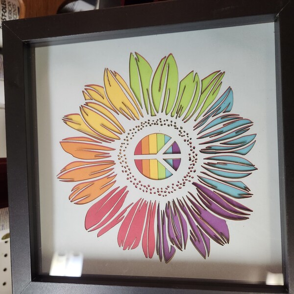 Sunflower Rainbow 3D Box Paper Cut LGBTQ Pride Light Box Svg, Shadow ...