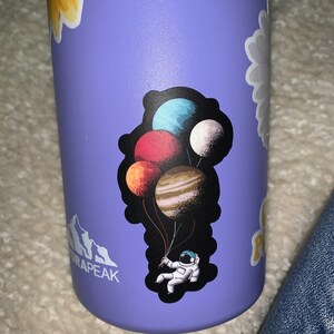 Astronaut With Planet Balloons Sticker, Outer Space Decal, Waterproof ...