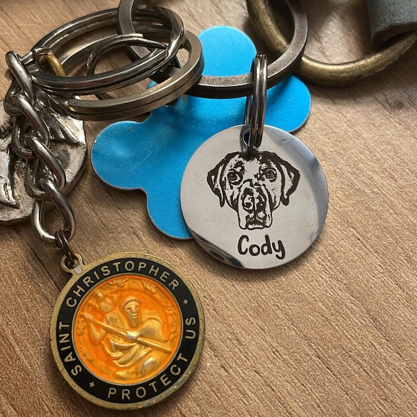 Dog Tag - Dog Tags for Dogs - Dog Portrait Name Tag - Personalized Dog ...