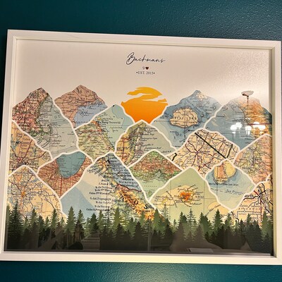 Personalized Long Distance Family Maps on Wood: 3-5 Locations, Custom ...