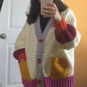 Crochet Colorblock Cardigan Written Pattern Beginner-friendly - Etsy