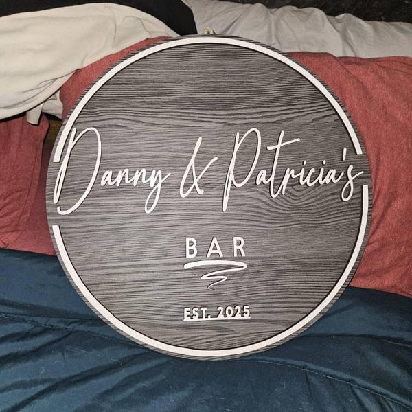 Personalized 3D Embossed Wooden Bar Sign, Round Wooden Sign, Custom ...