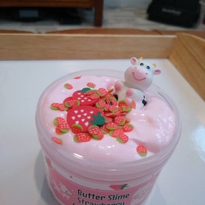 Strawberry Cow Butter Slime Scented Slime Pink Cow Slime - Etsy
