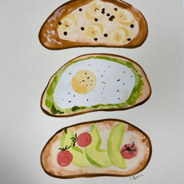 Kitchen Wall Art, Toast Art Print, Avocado Toast Decor, Food Wall Art ...