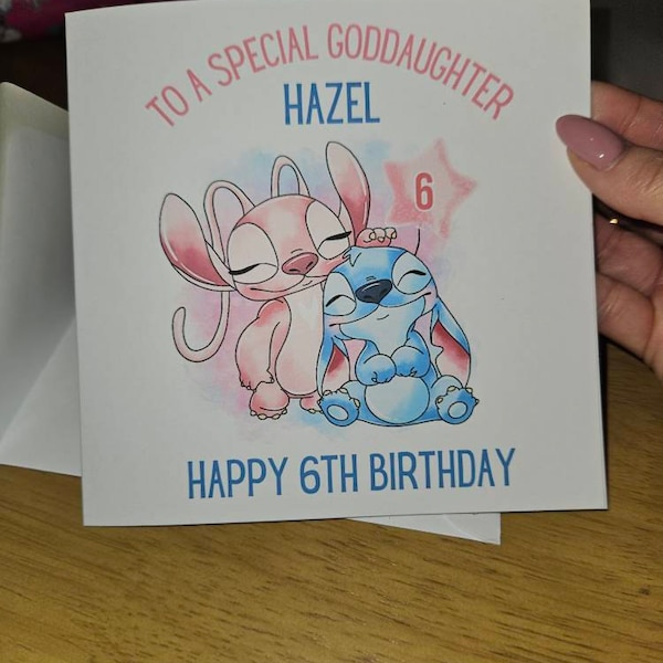 Personalised Stitch Birthday Card, Daughter Card, Sister Card, Friend ...