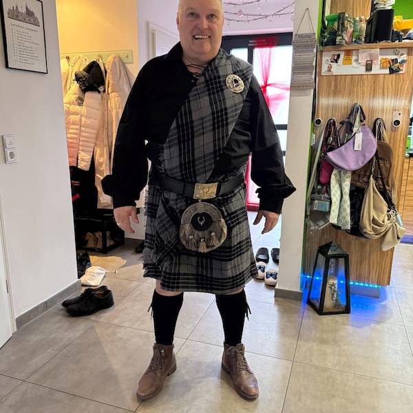 Men's Scottish Handmade 10 Pieces Kilt Set Bagpiper Kilt Outfit ...