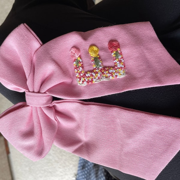 Initial Hand Embroidered Bow Custom Initial Bow Hair Bow Floral Hair ...