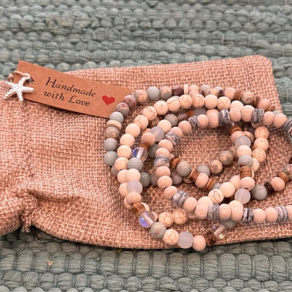 2 Beach Bracelets, Boho Bracelets, Sea Glass Bracelets, Beachy ...