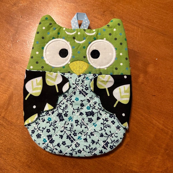 In the Hoop Owl Potholder Mug Rug Design for Machine Embroidery Digital ...