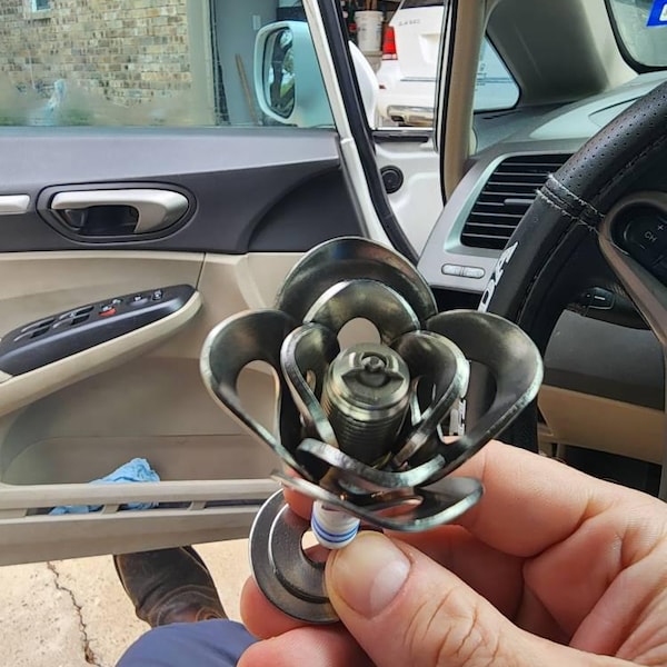 Spark Plug Rose - Scrap Metal Flower Welded Upcycled Car Parts Artwork ...