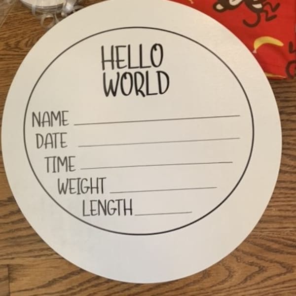Hello World Rounds SVG, Birth Stats Rounds SVG, Glowforge Baby Svg, New ...