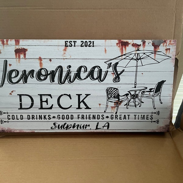 Rustic Patio Name Sign | Personalized Patio Signs | Outdoor Patio Decor ...