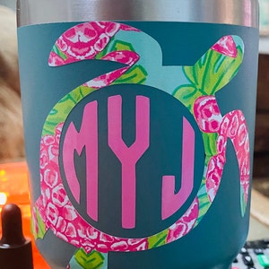 Lilly Inspired Floral Vinyl Decal Monogram Sticker Personalized Preppy ...
