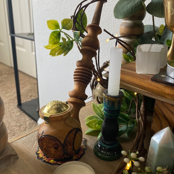 Witchy Pagan Triple Moon Phase Goddess Tobacco Pipe for Smoking / Wicca ...