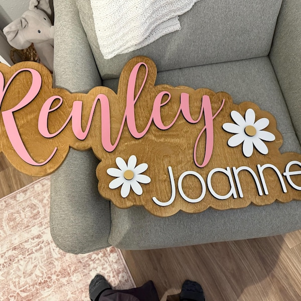 Personalized Daisy Name Sign, Floral Nursery Decor, Name Sign for Girls ...