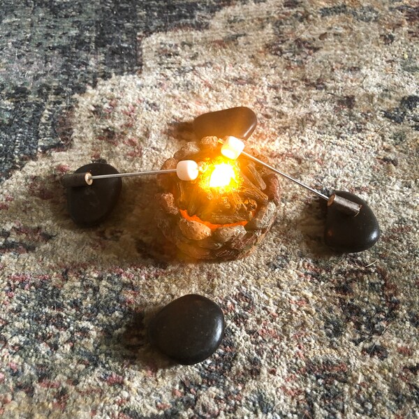 Fairy Garden Fire Pit Accessories Firepit With LED Tea Light Flickering ...