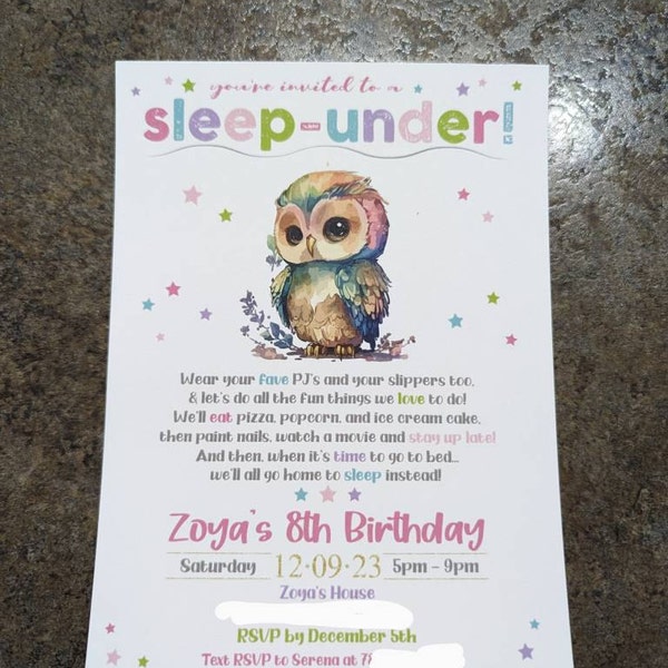 Editable Sleep-under Invitation, Sleep Under Birthday Invitation ...