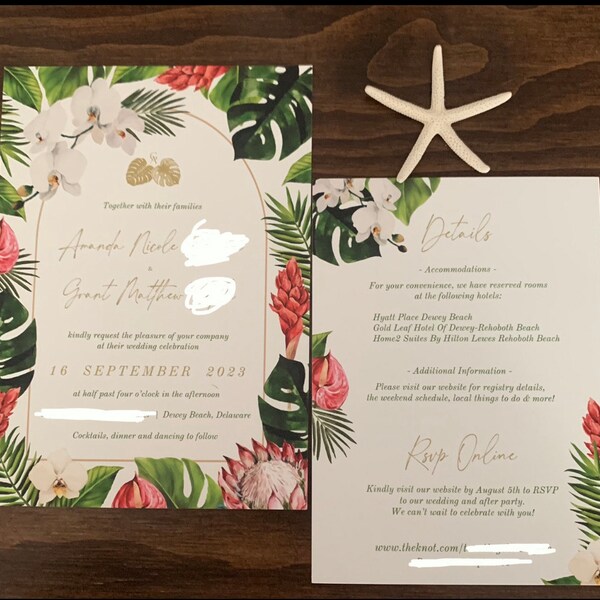 Tropical Wedding Invite, Watercolor Wedding Invite, Custom Wedding ...