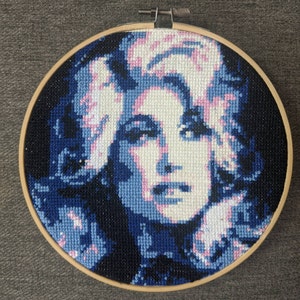 Dolly, Blue & Gray Cross Stitch Pattern Dolly Parton Counted Cross ...