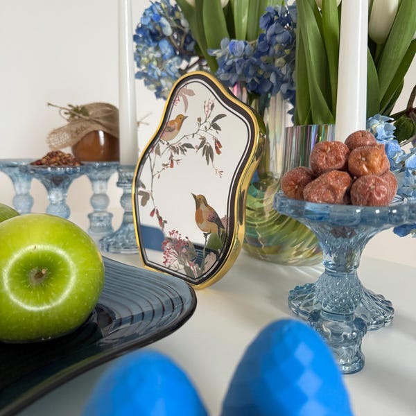 Spring Garden Mirror Decor - Green Vintage Floral Tabletop Art ...
