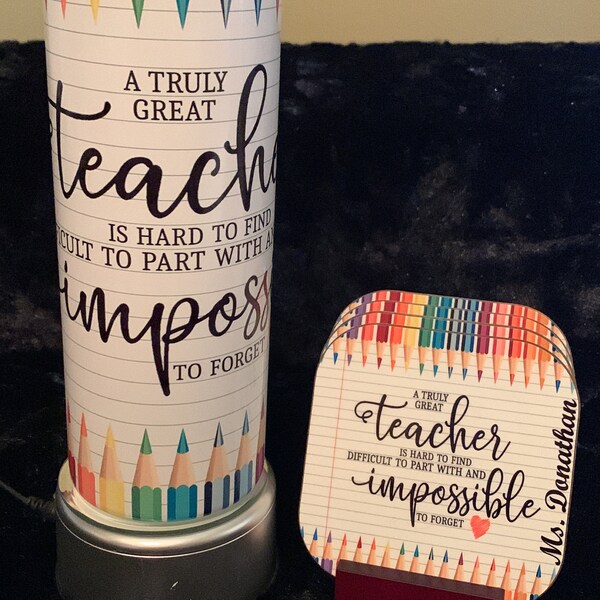 20 Oz Skinny Tumbler Rainbow Pencils Teacher Tumbler Crayons Teacher ...
