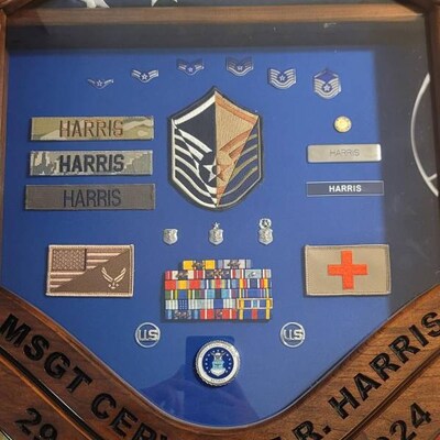 Handcrafted Air Force Msgt Shadowbox Military Shadowbox Retirement ...