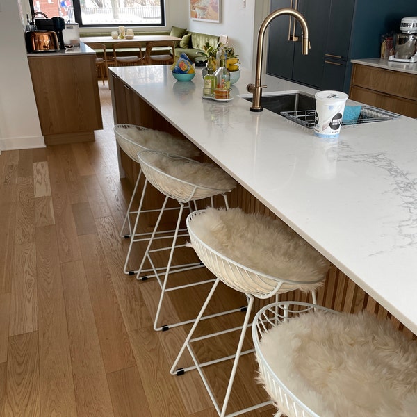 Genuine Sheepskin Seat Chair Stool Pad Mini Rug Carpet Ivory off White ...