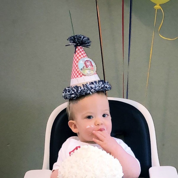 Farm Birthday Party Hat Boy - First Birthday Party Hat - Farm Barnyard ...