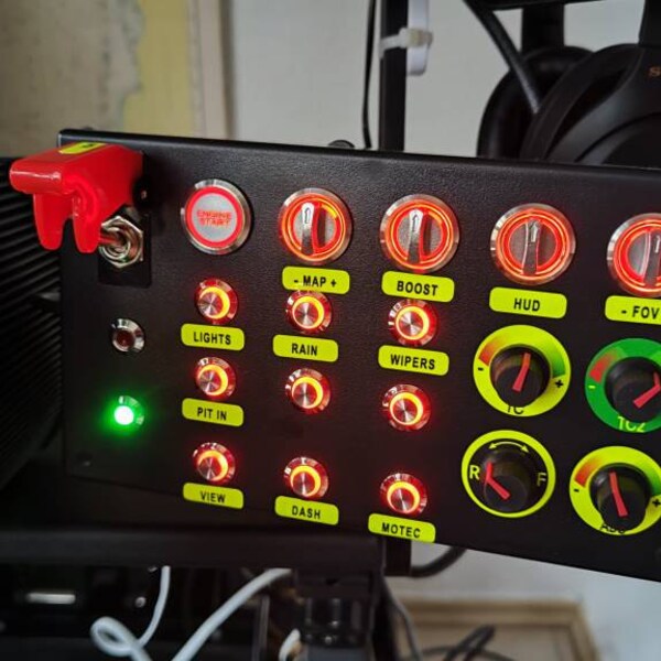 PC USB 30 Functions Button Box With Neon Labels Sheet for Simracing - Etsy