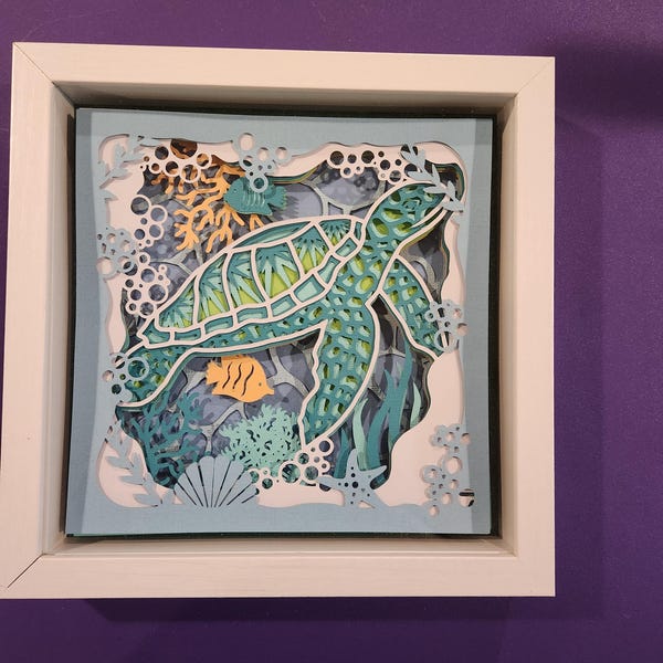 3d Sea Turtle Shadow Box Svg 3d Turtle Shadow Box Svg Cardstock Svg ...
