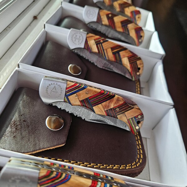 Handmade Damascus Cheese Knife Set of 5 Pcs With Olivewood Handle ...