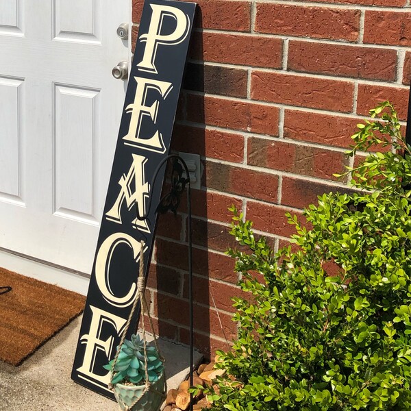 Peace Wood Porch Sign Rustic Reversible Entryway Sign Distressed Wood ...
