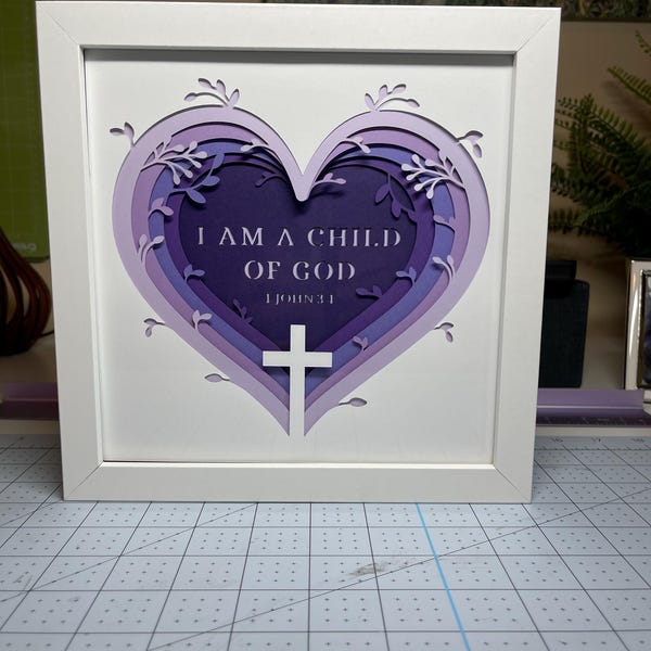 3D Child of God Heart Shadow Box, Christian Shadow Box, Religious Svg ...